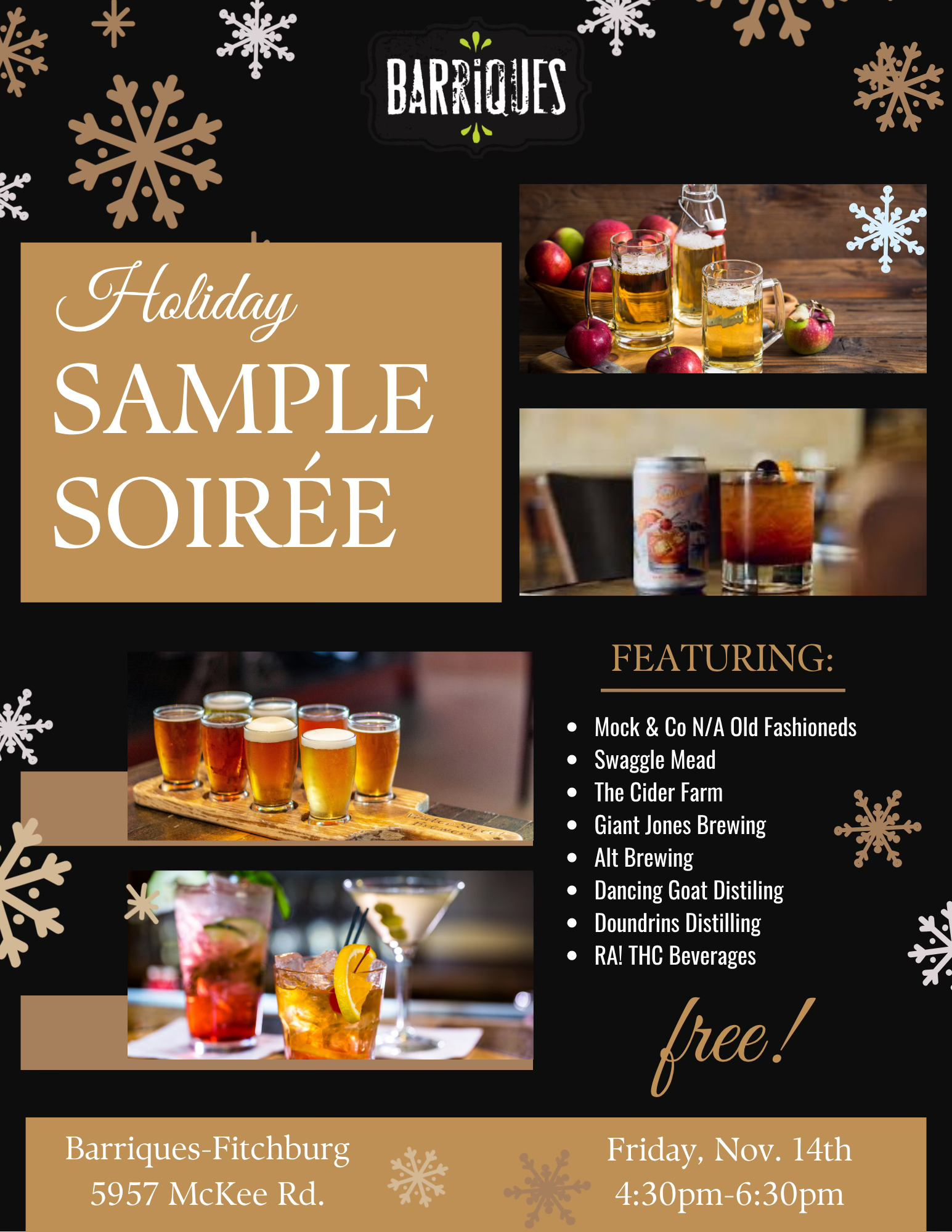 Holiday Sample Soiree @Barriques Market in Fitchburg, WI - The Cider Farm